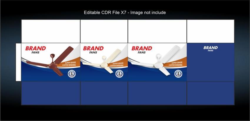 Ceiling fan carton packing design gold and silver wave in blue ...