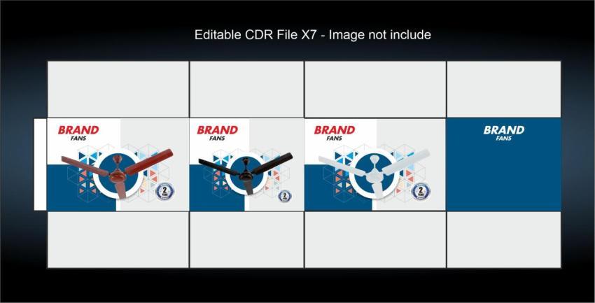 Editable Ceiling Fan Packaging Carton Design Blue Geometric Pattern ...